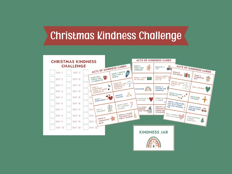 Christmas Kindness Challenge Printable Random Acts of Kindness Cards ...