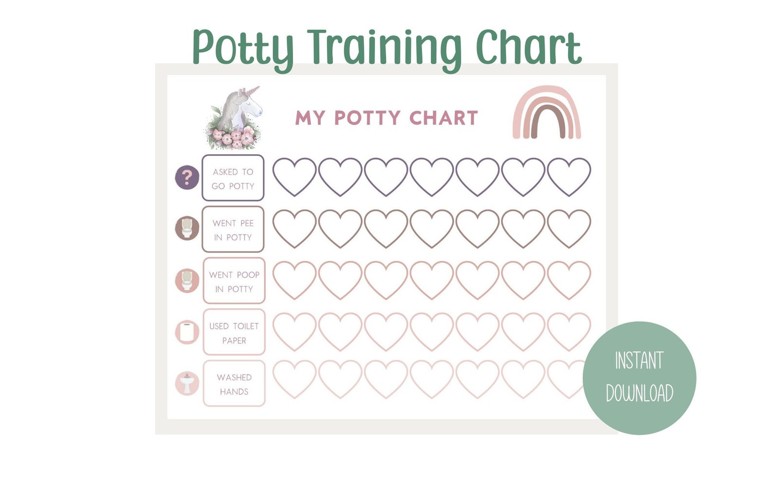 Potty Training Chart | Printable Toddler Behavior Chart | Potty Chart ...