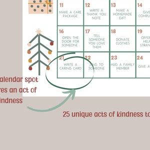 Kindness Advent Calendar | Printable Holiday Calendar | Christmas ...