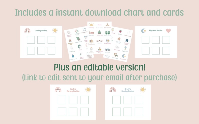 Kids Routine Chart and Cards for Morning Routine and Night | Editable ...
