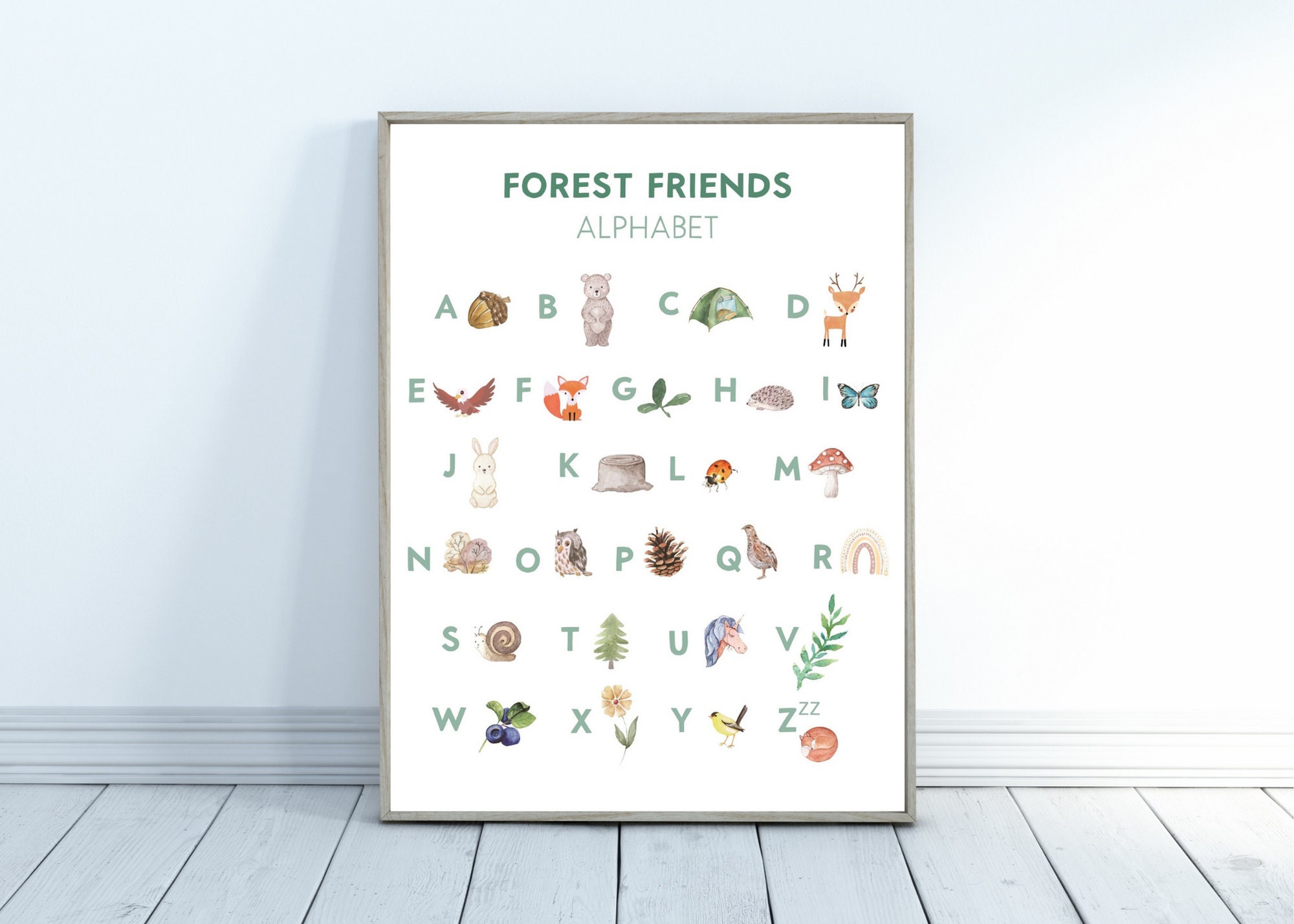 Woodland Animal Nature Alphabet Poster | Printable Forest Friends ...