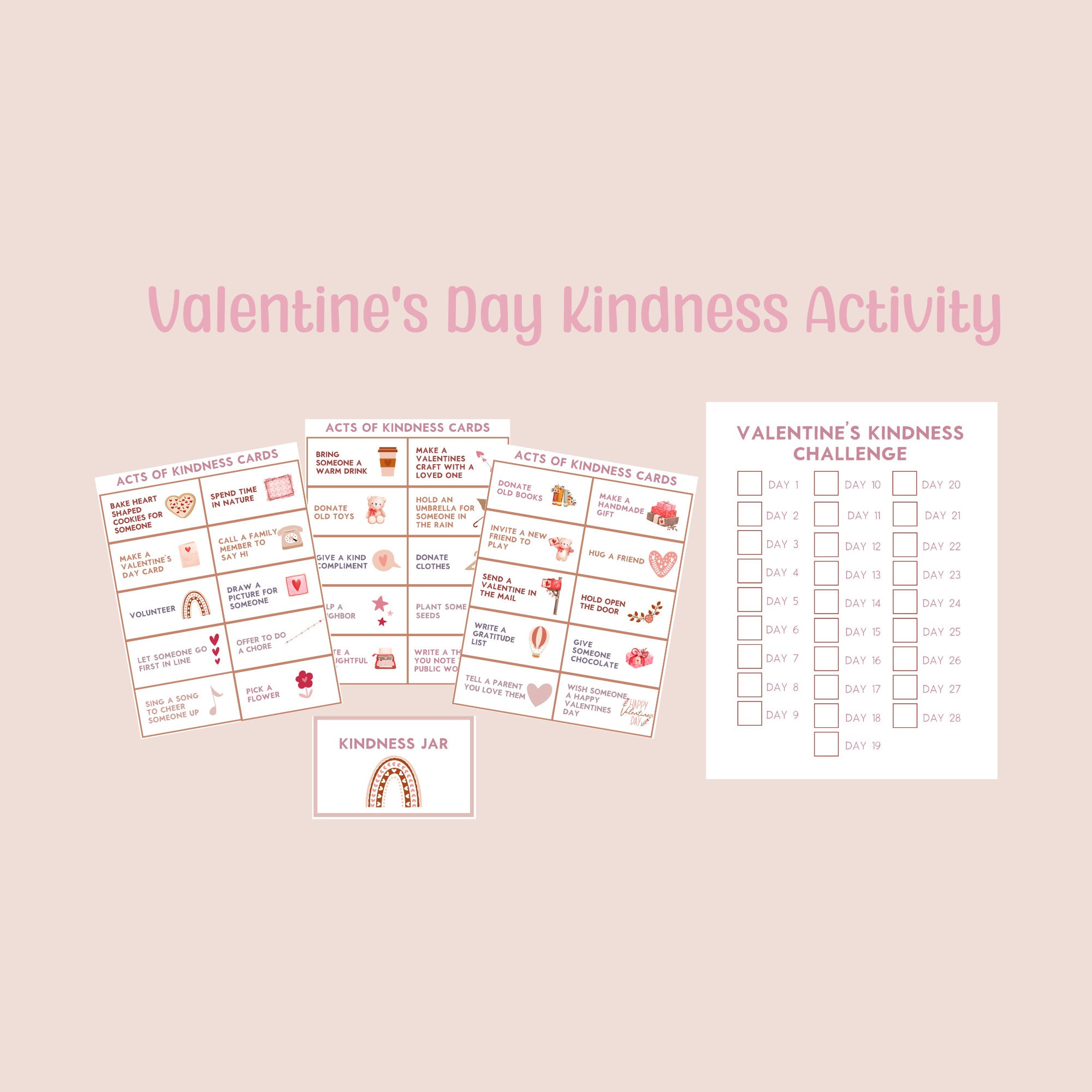 Valentines Activity Printable Acts of Kindness Cards Kindness Activity ...