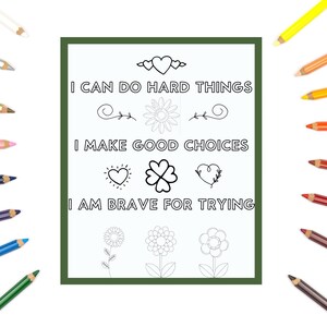 Positive Affirmation Printable Coloring Pages | Digital Calming ...