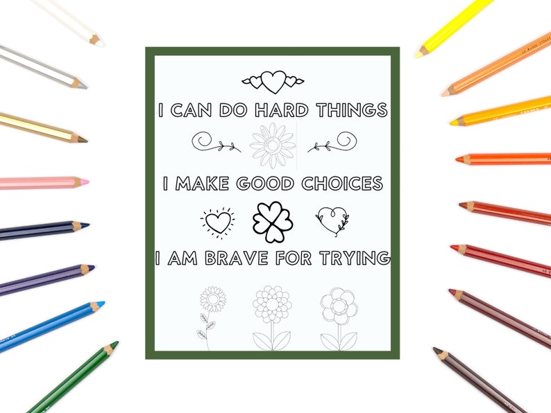 Positive Affirmation Printable Coloring Pages | Digital Calming ...
