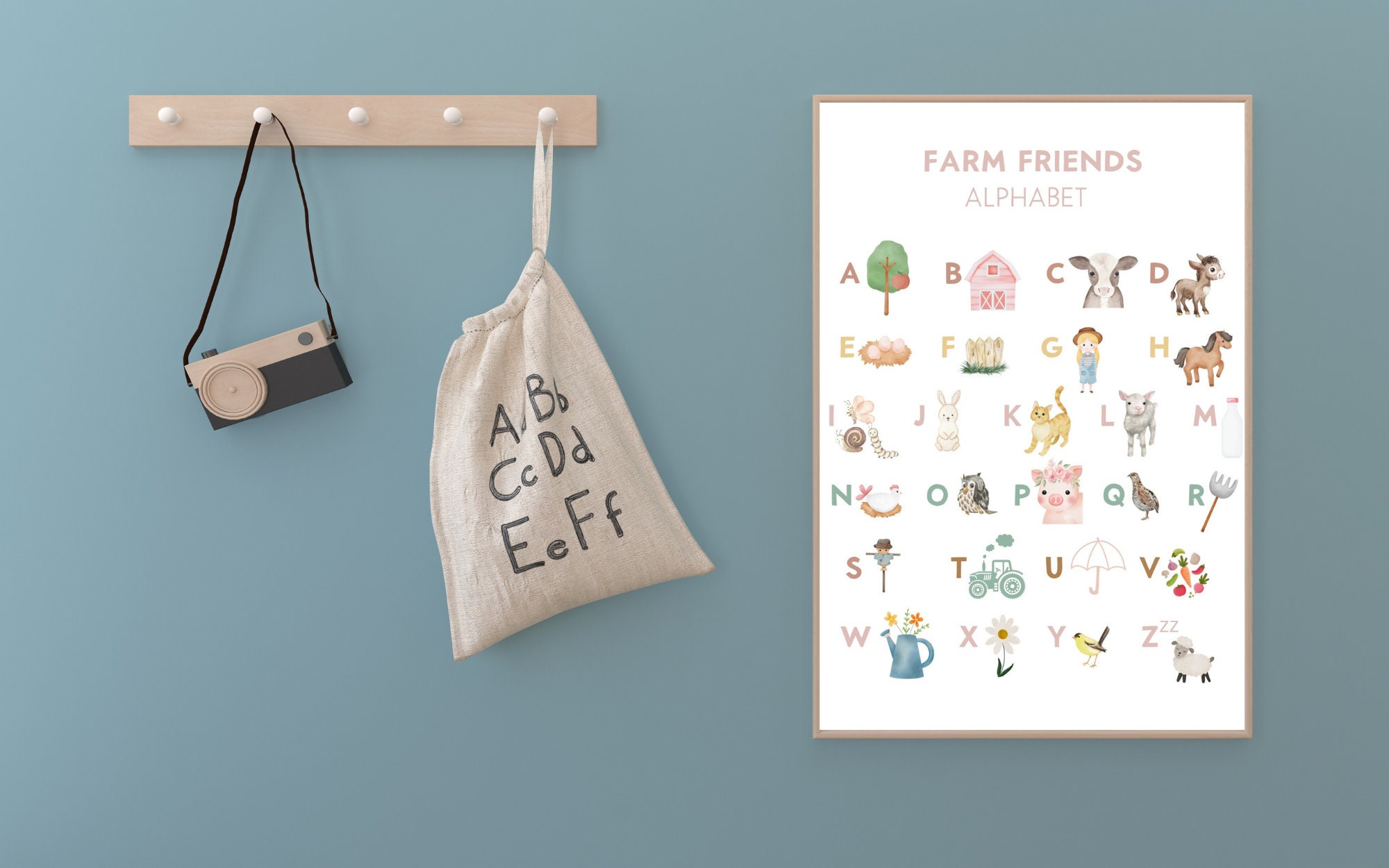 Farm Friends Alphabet Poster | Printable Farm Animals Abcs - Etsy