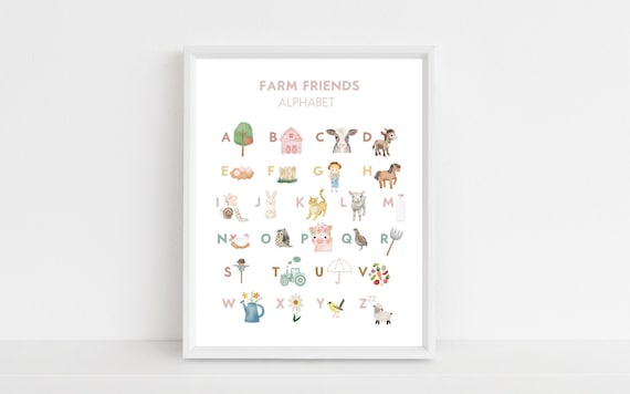 Farm Friends Alphabet Poster Printable Farm Animals Abcs - Etsy