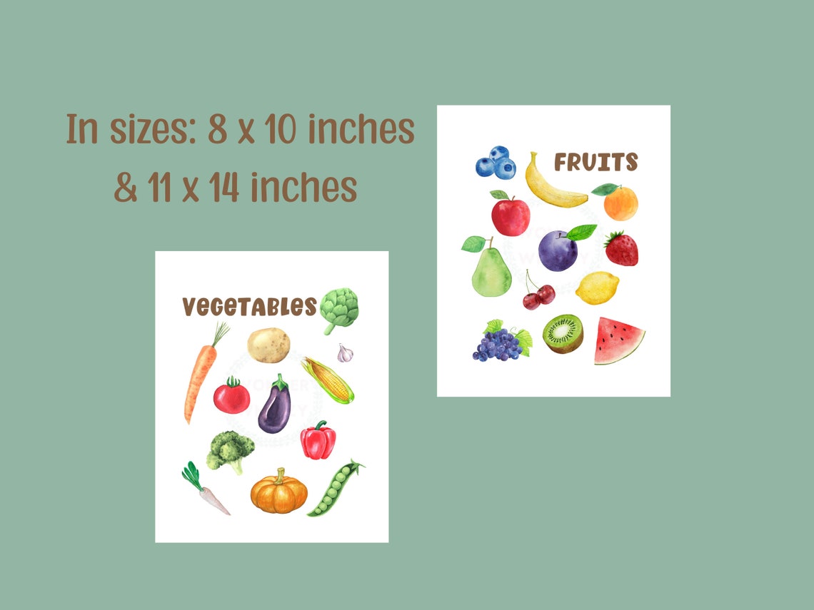 Fruits & Vegetables Poster Set | Printable Play Kitchen Art ...