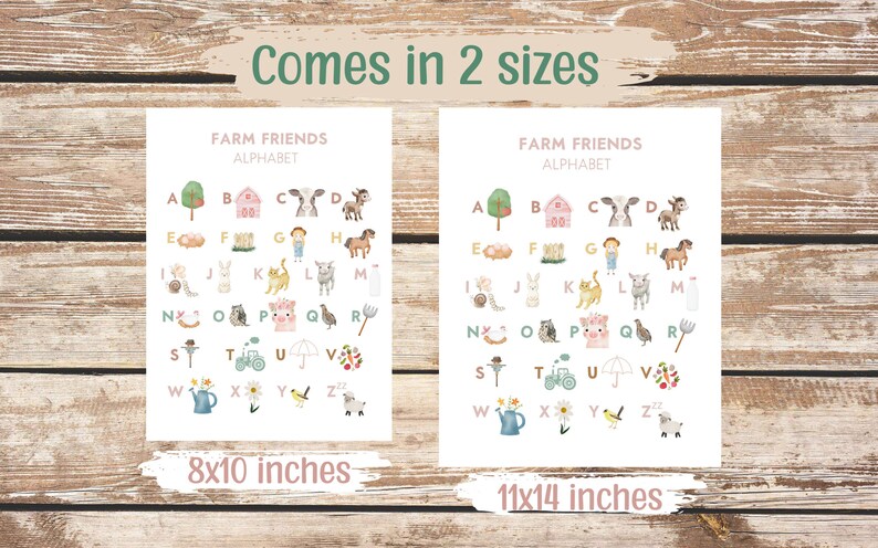 Farm Friends Alphabet Poster | Printable Farm Animals Abcs - Etsy