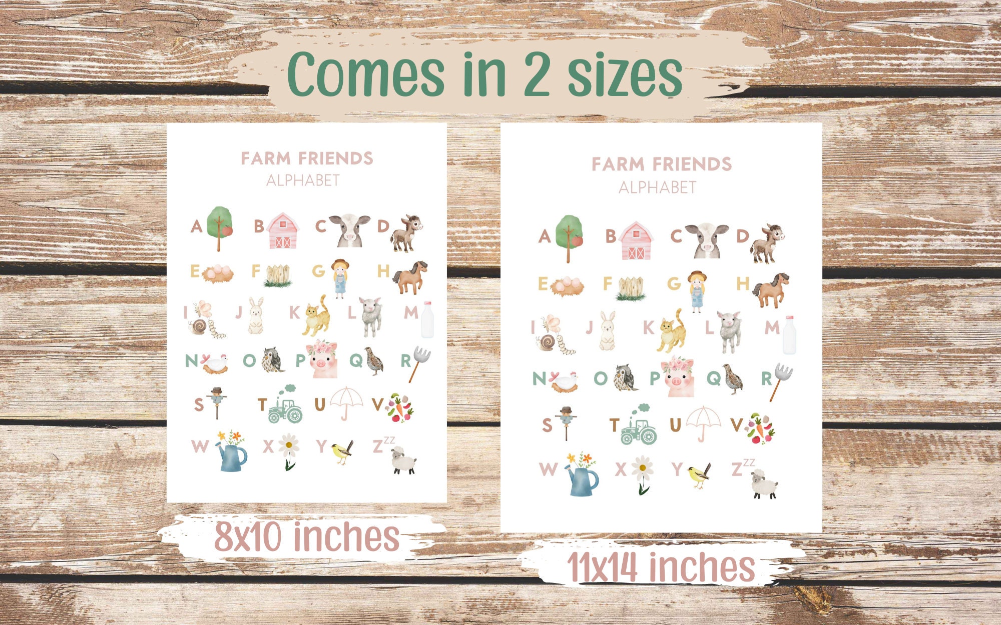 Farm Friends Alphabet Poster | Printable Farm Animals Abcs - Etsy