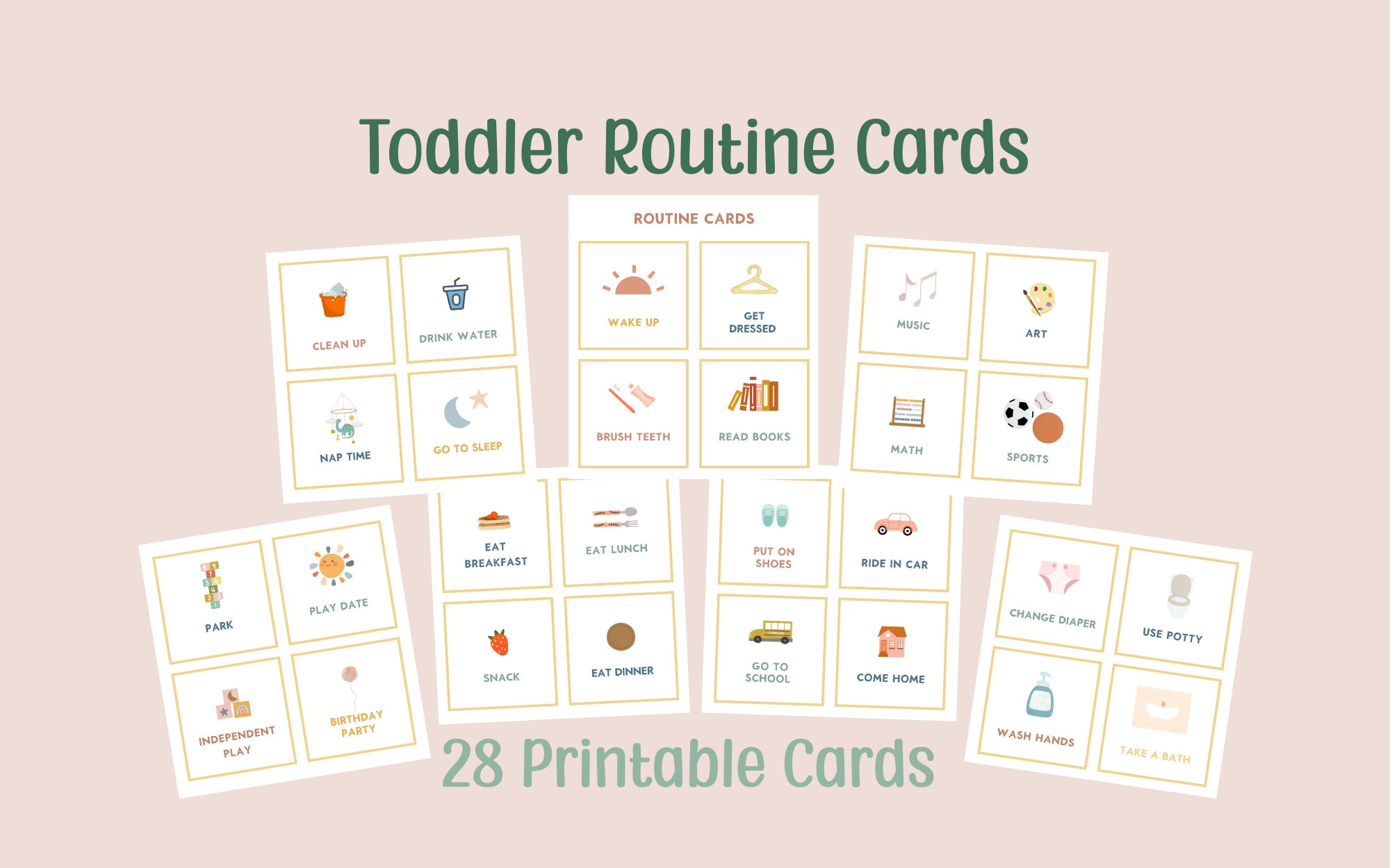 Toddler Routine Cards | Printable Visual Schedule Behavior Cards for ...