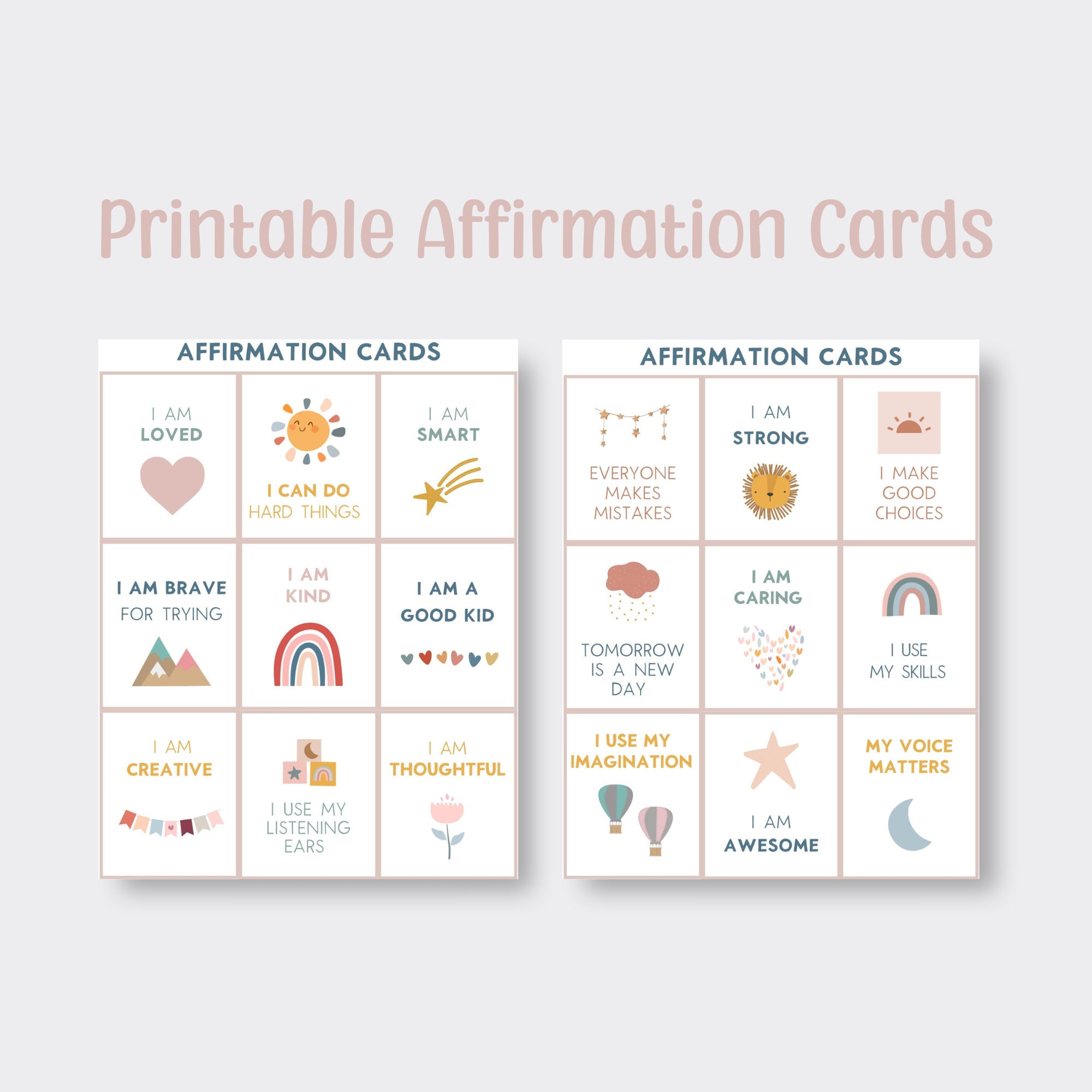 Affirmations Bundle: Printable Poster, Toddler Affirmation Cards, and ...