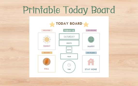 Today Board Printable Morning Circle Time Board Digital - Etsy