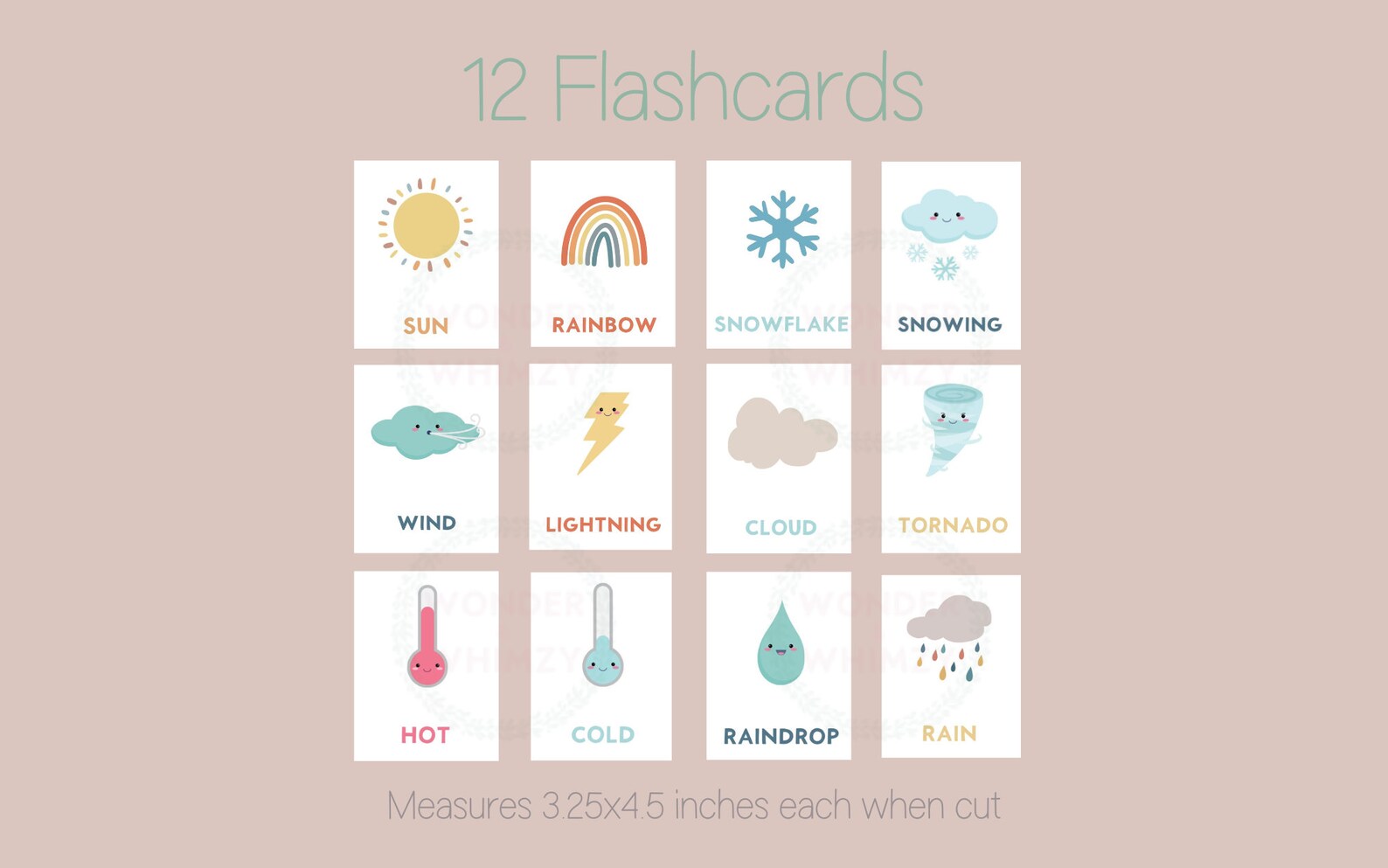 Weather Flashcards Printable Flash Cards Educational - Etsy