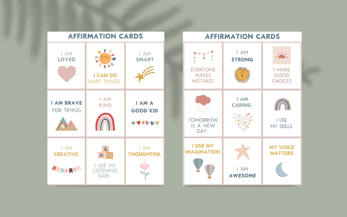 Positive Affirmation Cards for Kids Printable Cards - Etsy