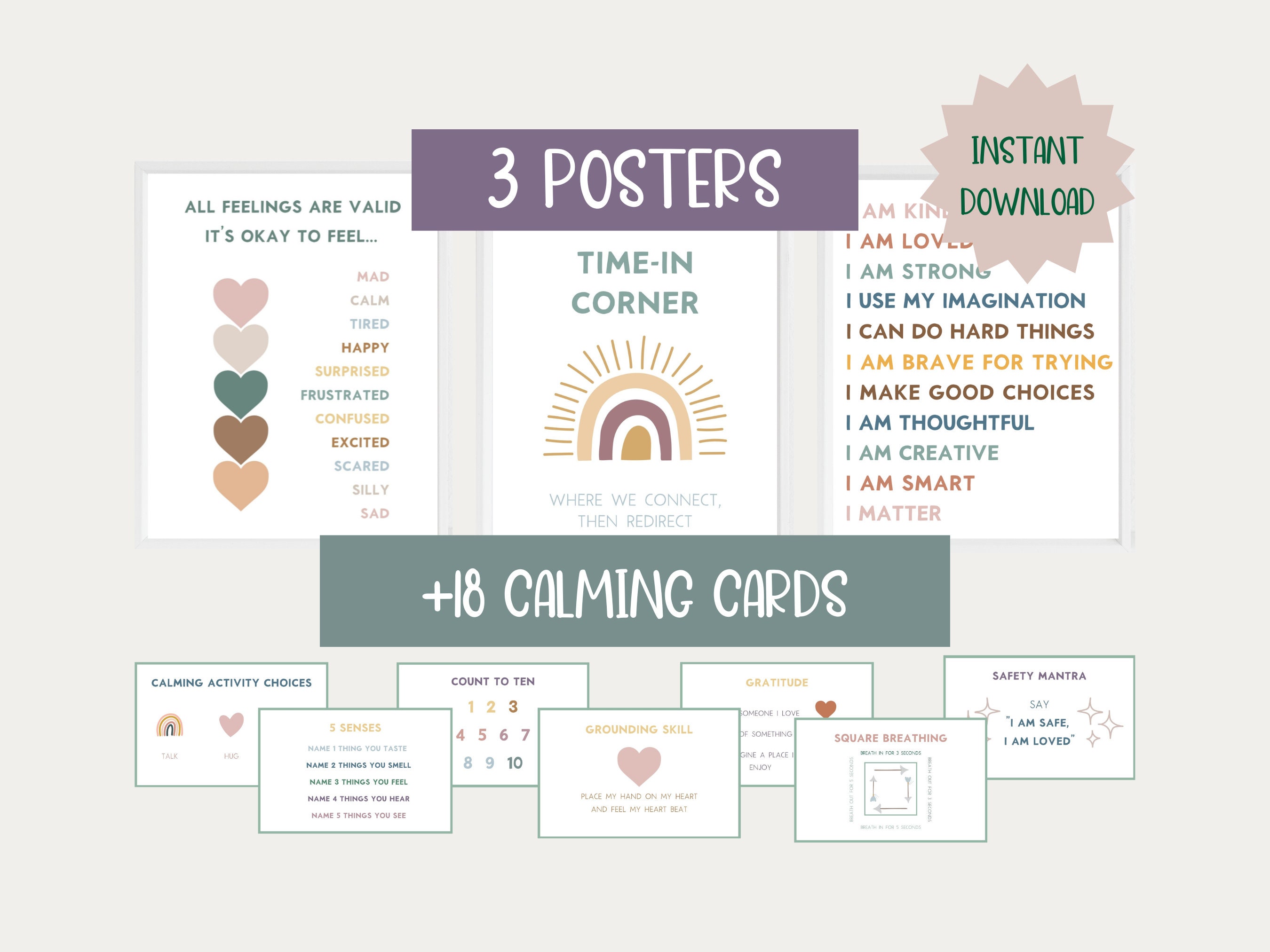 Time-in Corner Bundle: Feelings Chart, Positive Affirmation Poster ...
