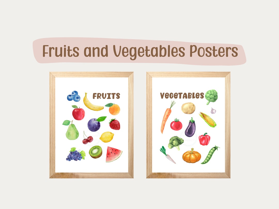 Fruits & Vegetables Poster Set | Printable Play Kitchen Art ...