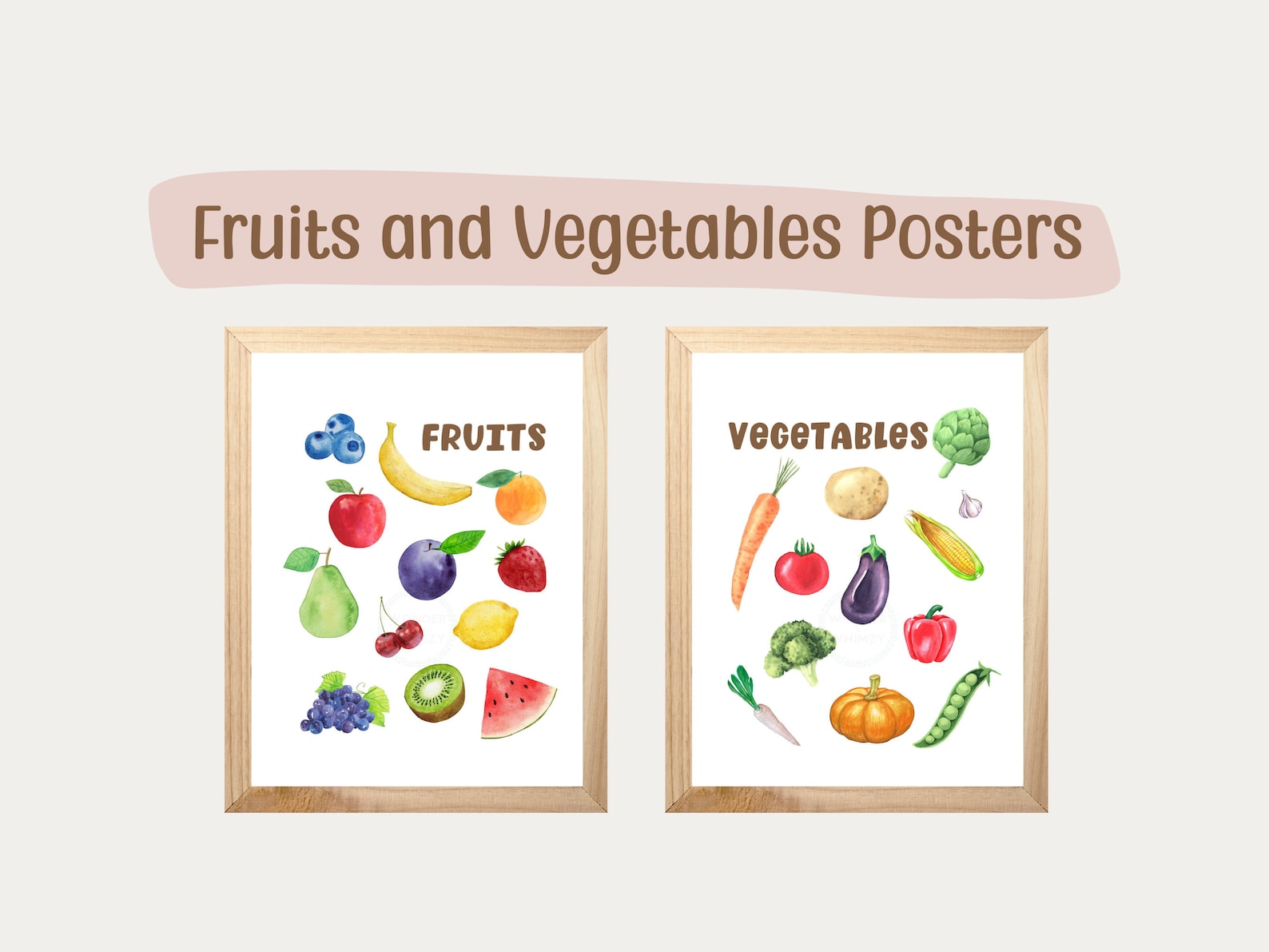 Fruits & Vegetables Poster Set | Printable Play Kitchen Art ...