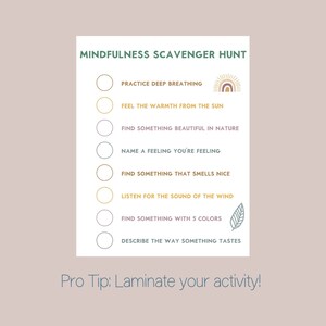 Mindfulness Scavenger Hunt | Instant Download Anxiety Relief Game ...