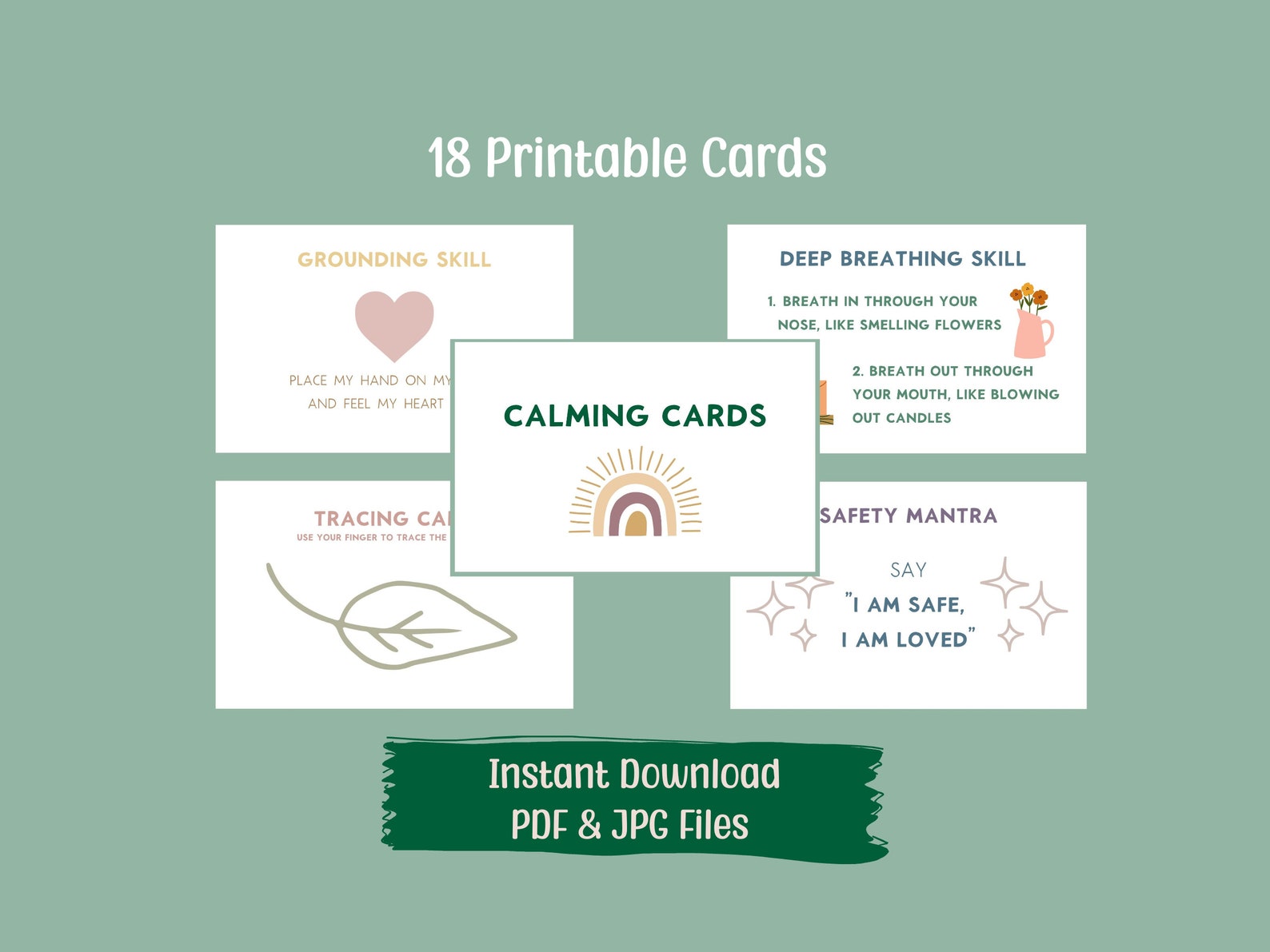 Calming Cards for Children Printable Toddler Cards Preschooler Coping ...