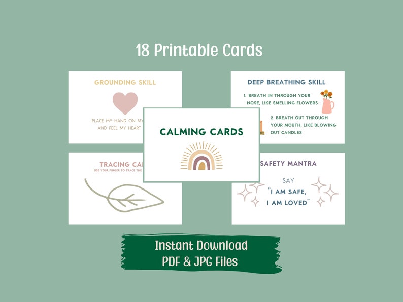 Calming Cards for Children Printable Toddler Cards Preschooler Coping ...