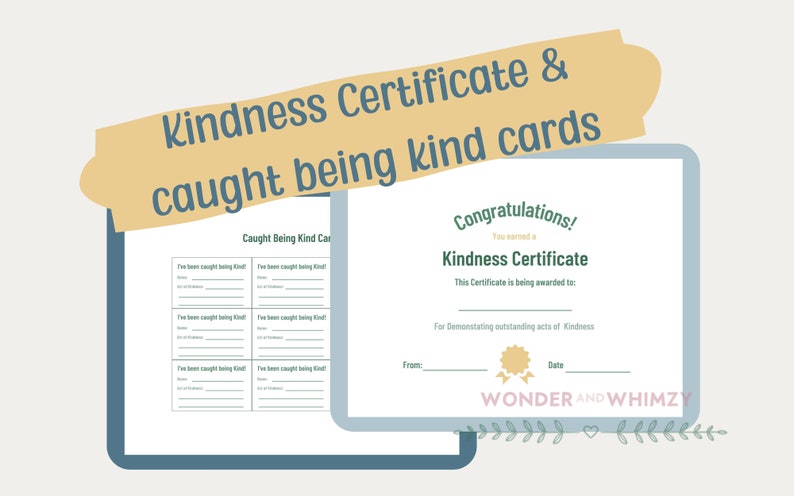 Kindness Certificate and Kind Cards for Kids | Printable Award ...