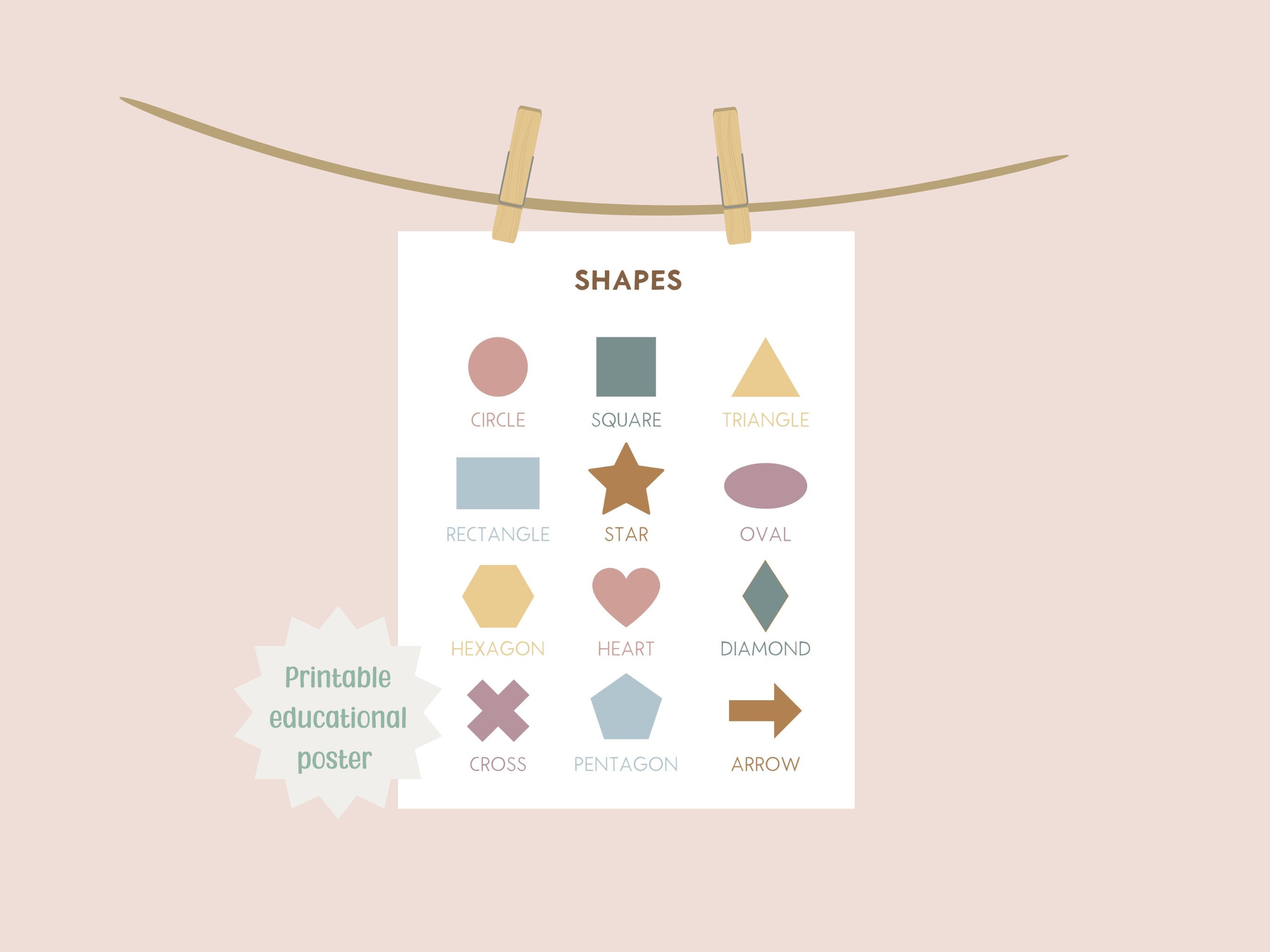 Geometric Shapes Chart | Printable Preschool Educational Poster ...