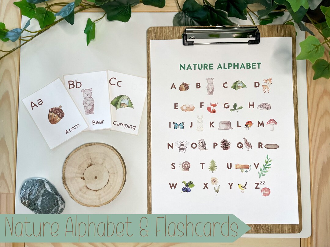 Nature Alphabet Poster & Printable Flashcards | Montessori Materials - Etsy