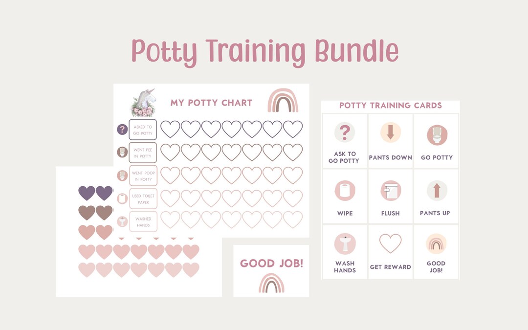 Potty Training Printable Bundle: Reward Chart, Potty Training Cards ...