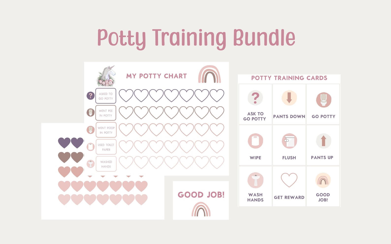 Potty Training Printable Bundle: Reward Chart, Potty Training Cards ...