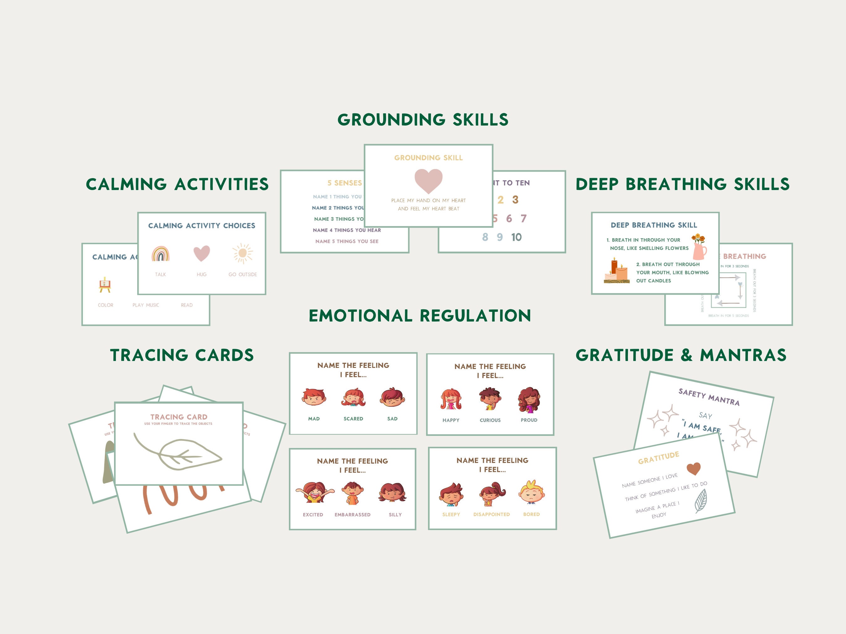 Calming Cards for Children Printable Toddler Cards Preschooler Coping ...