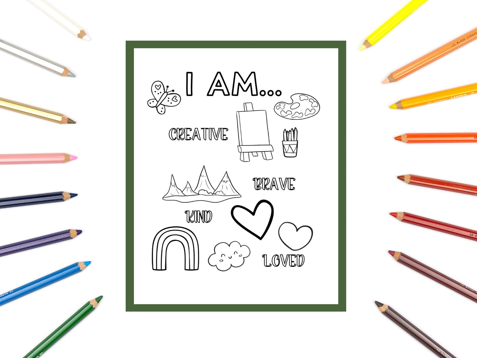 Positive Affirmation Printable Coloring Pages Digital | Etsy