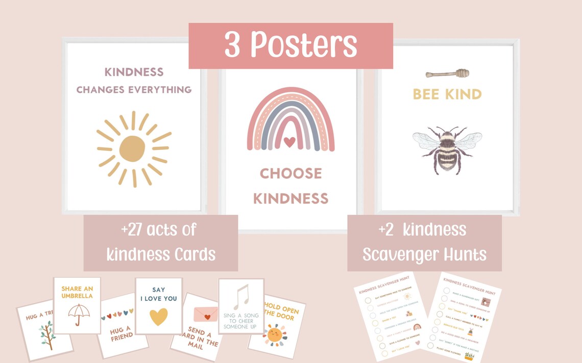 Kindness Bundle: Choose Kindness Poster, Kindness Changes Everything ...