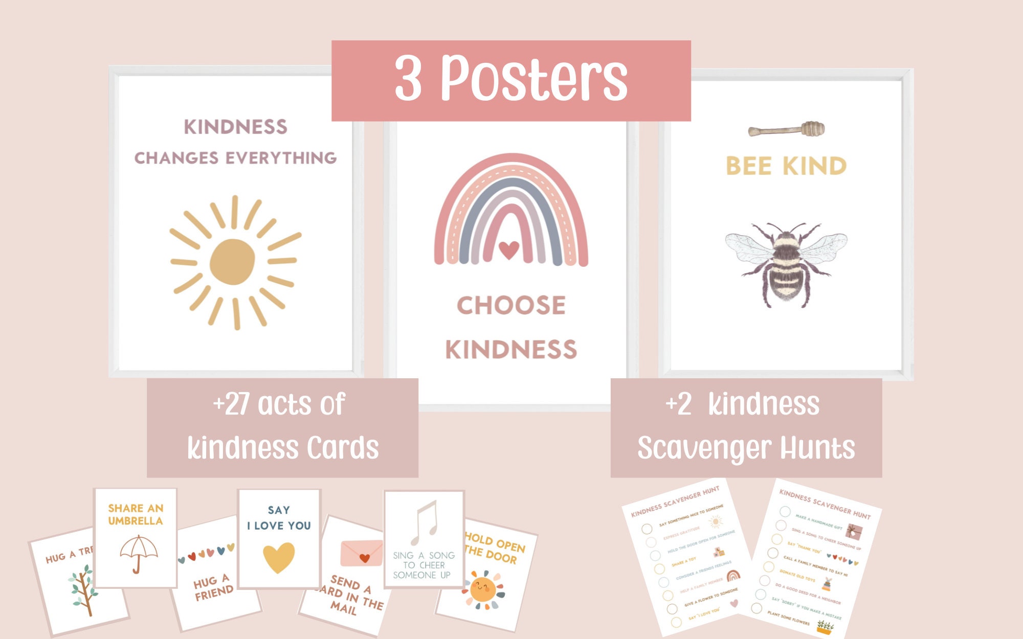 Kindness Bundle: Choose Kindness Poster, Kindness Changes Everything ...