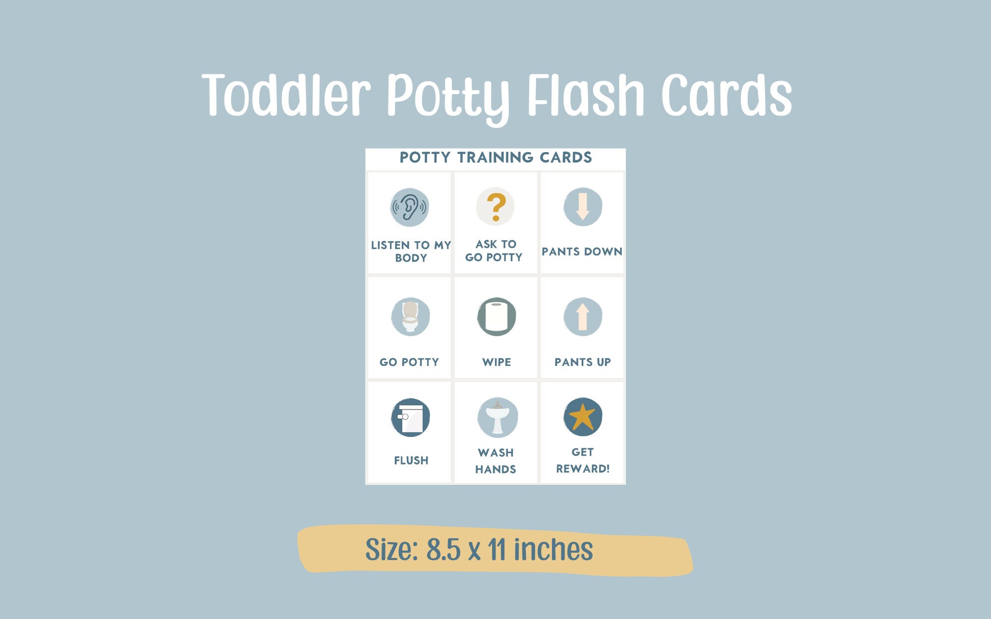 Potty Training Chart Bundle: Reward Chart, Potty Training Flash Cards ...