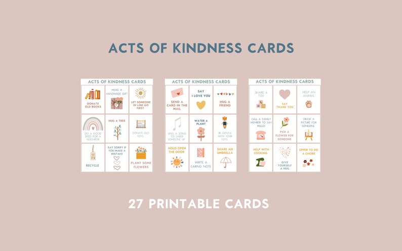 Acts of Kindness Cards | Printable Toddler Cards | Preschool Kindness ...