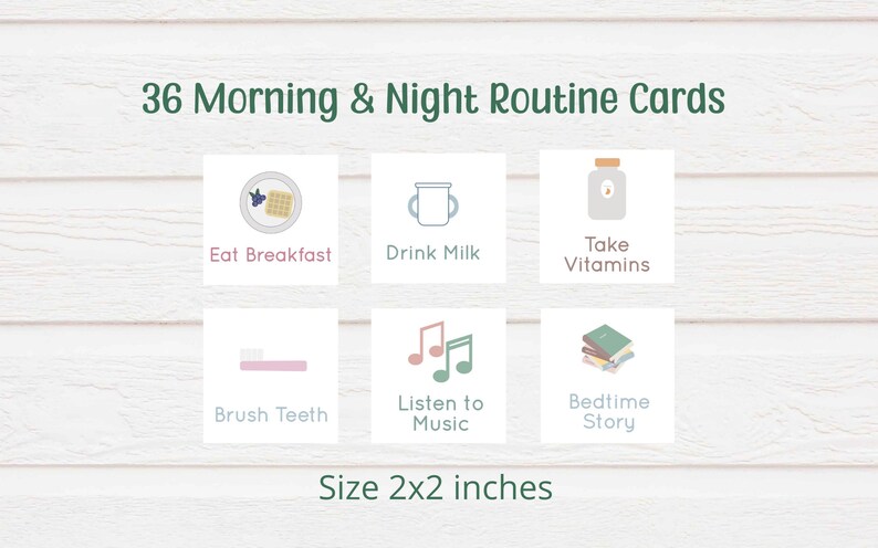 Kids Routine Chart and Cards for Morning Routine and Night Editable ...