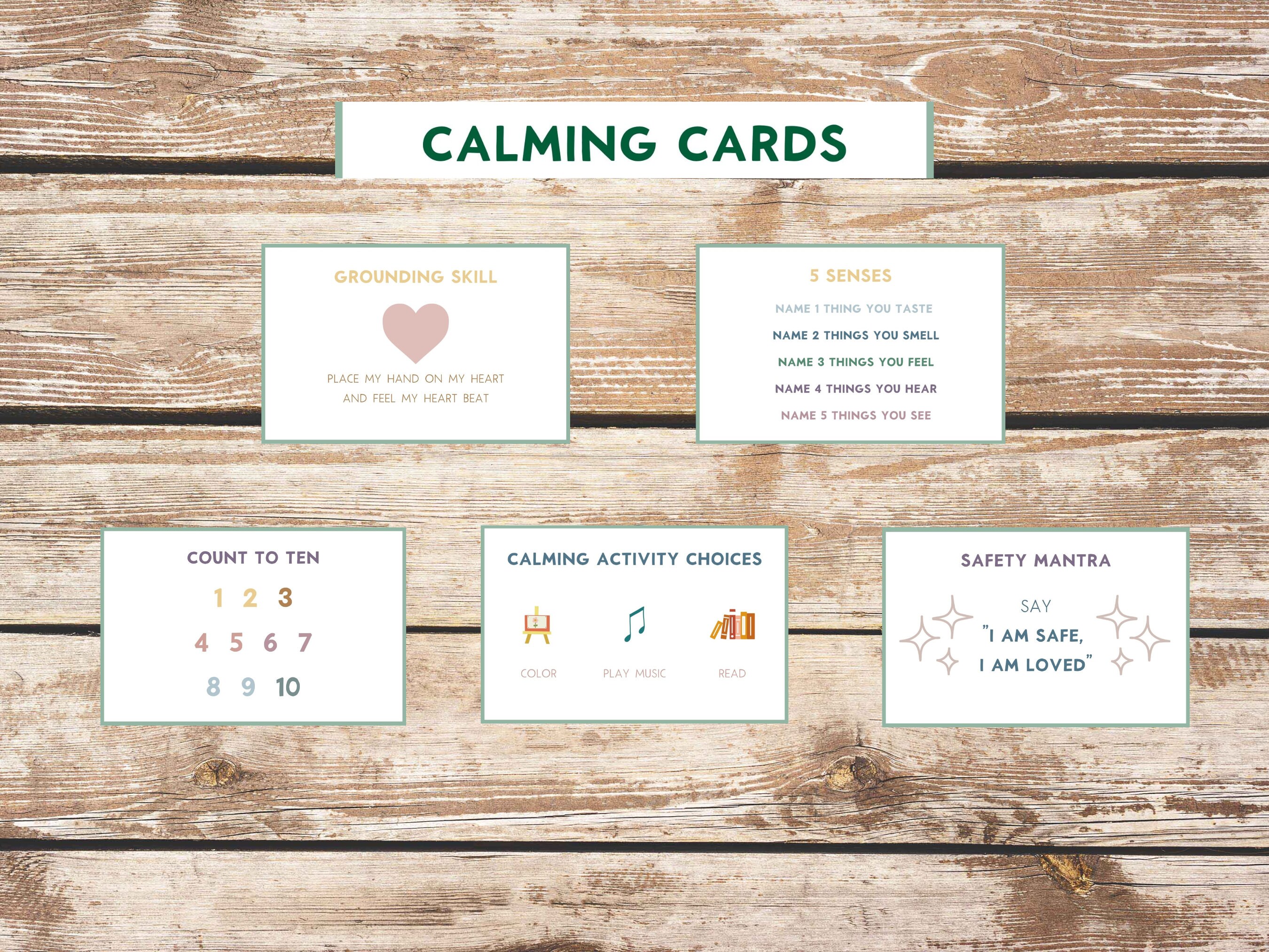 Calming Cards for Children Printable Toddler Cards Preschooler Coping ...