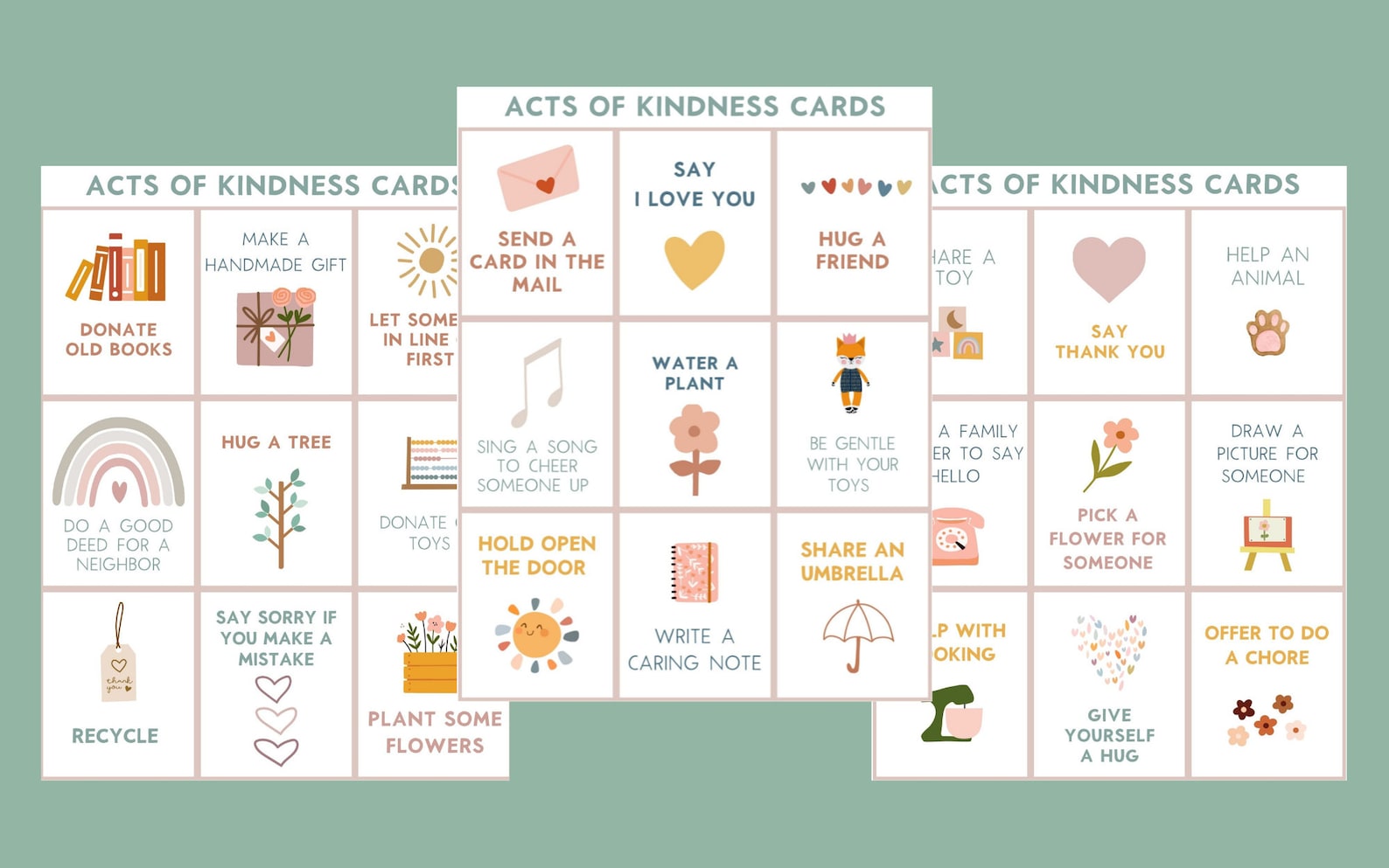 Acts of Kindness Cards | Printable Toddler Cards | Preschool Kindness ...