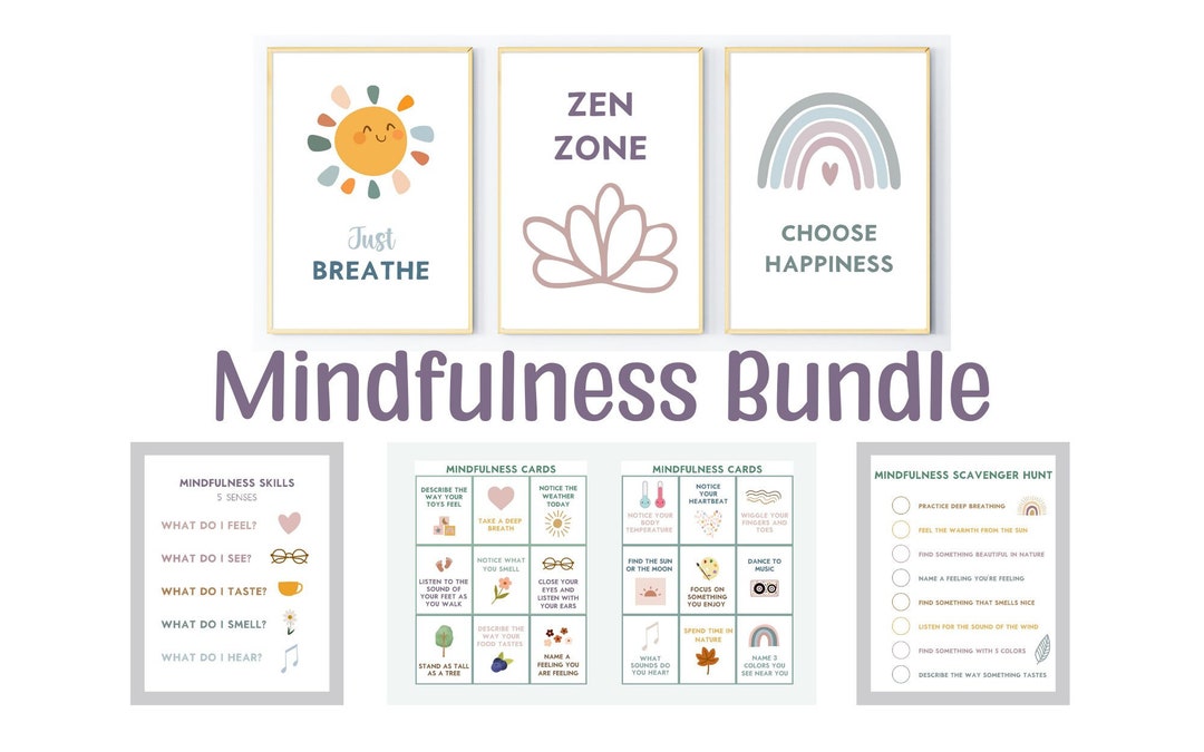 Mindfulness Bundle: Zen Zone Poster, Just Breathe, Choose Happiness ...