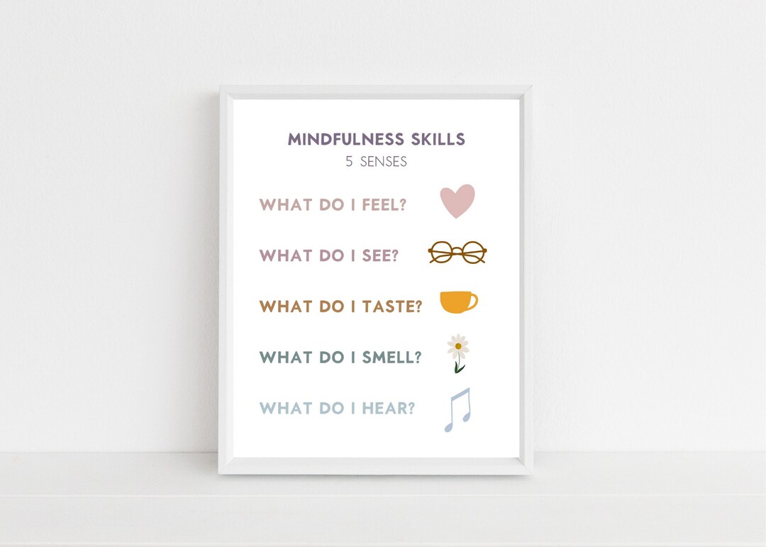 Mindfulness Skills Poster | Printable 5 Senses Chart | Coping Skills ...