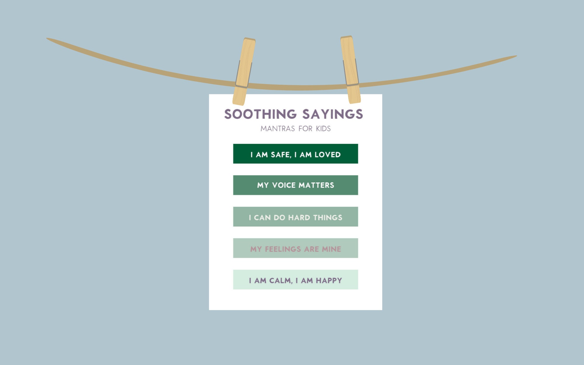 Soothing Sayings | Printable Kids Mantras | Instant Download Positive ...