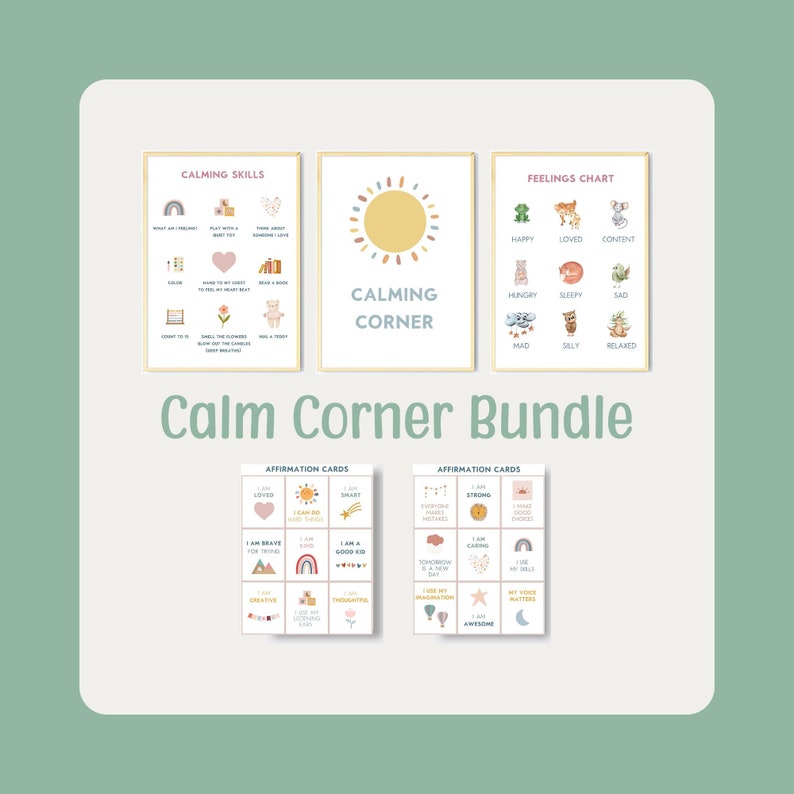 Calm Corner Bundle Feelings Chart Calming Corner Poster Calming Skills ...