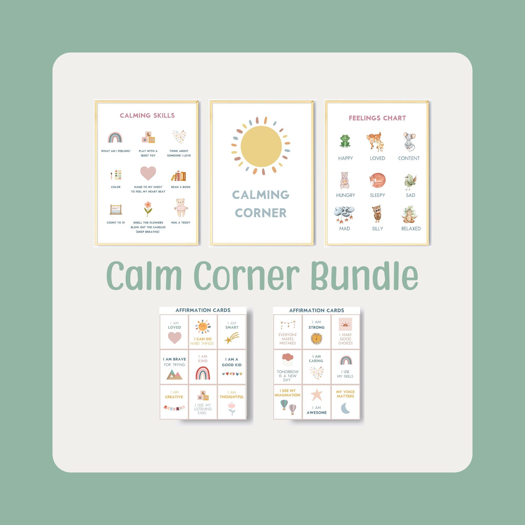 Calm Corner Bundle Feelings Chart Calming Corner Poster Calming Skills ...