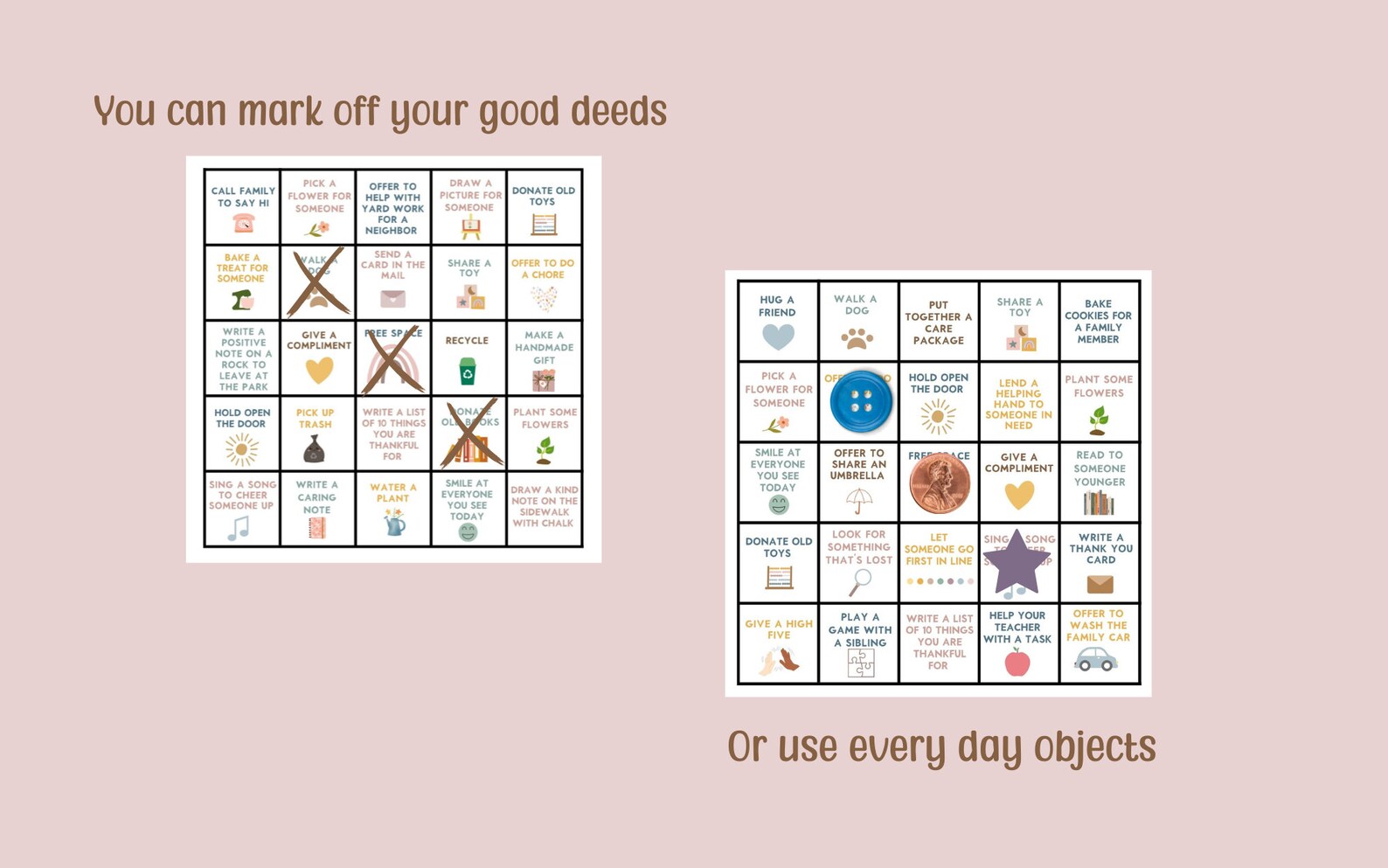 Printable Kindness Bingo With Variations for Kids to Encourage Random ...
