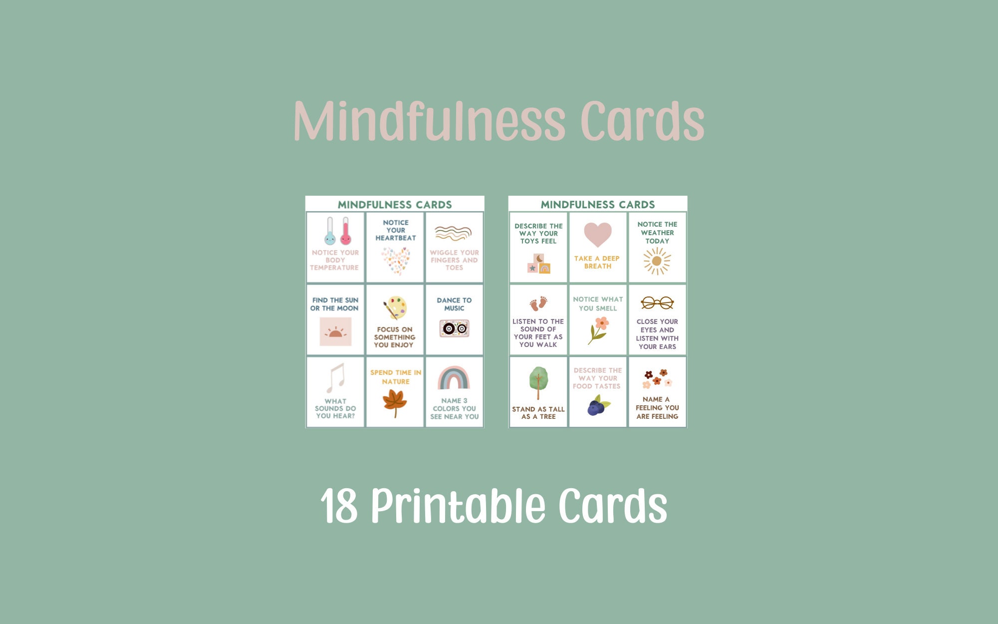 Mindfulness Cards for Children | Printable Toddler Cards | Preschooler ...
