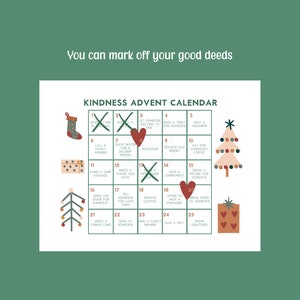 Kindness Advent Calendar | Printable Holiday Calendar | Christmas ...