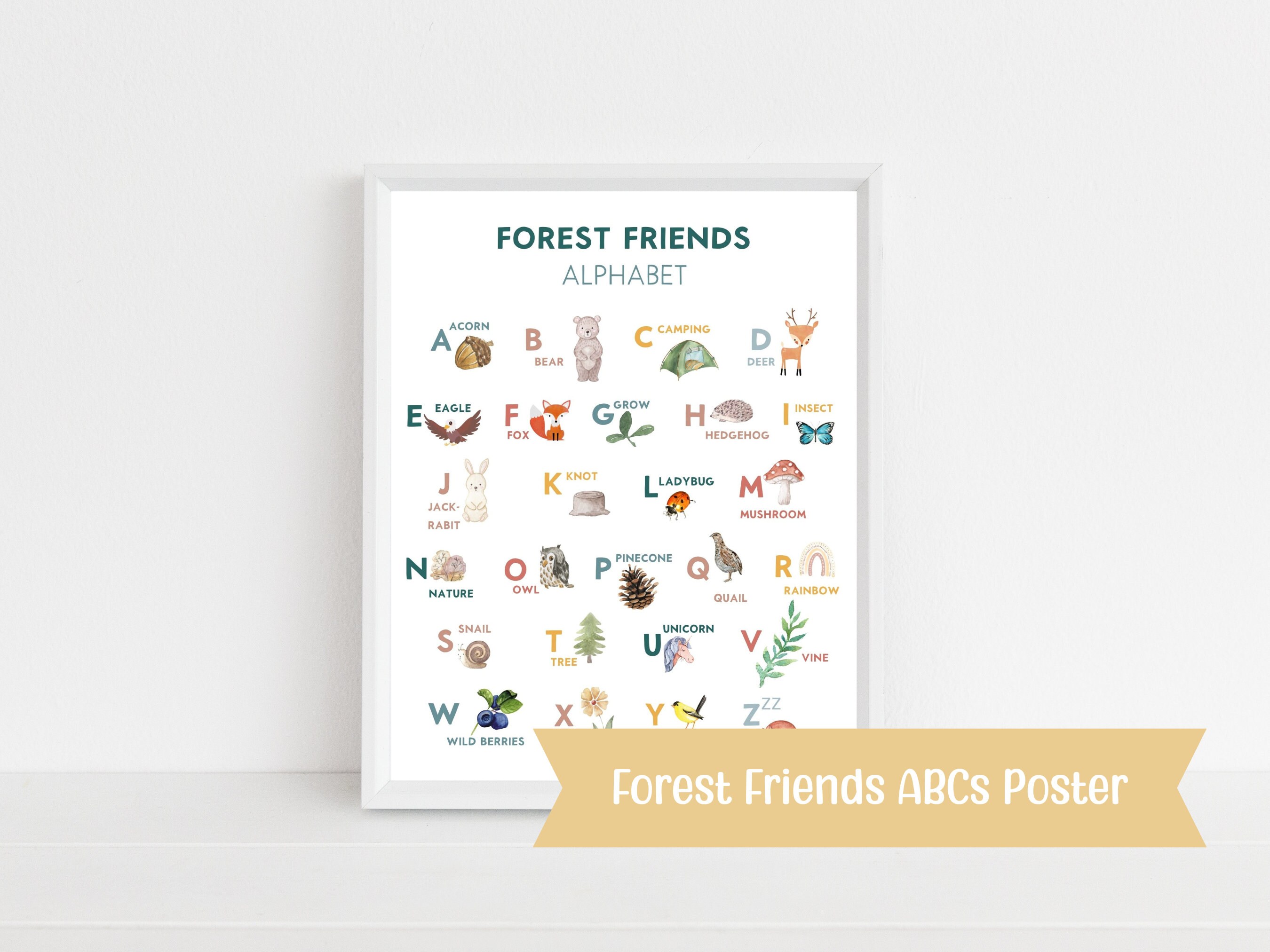 Forest Friends Abcs | Digital Download Alphabet Chart | Printable ...