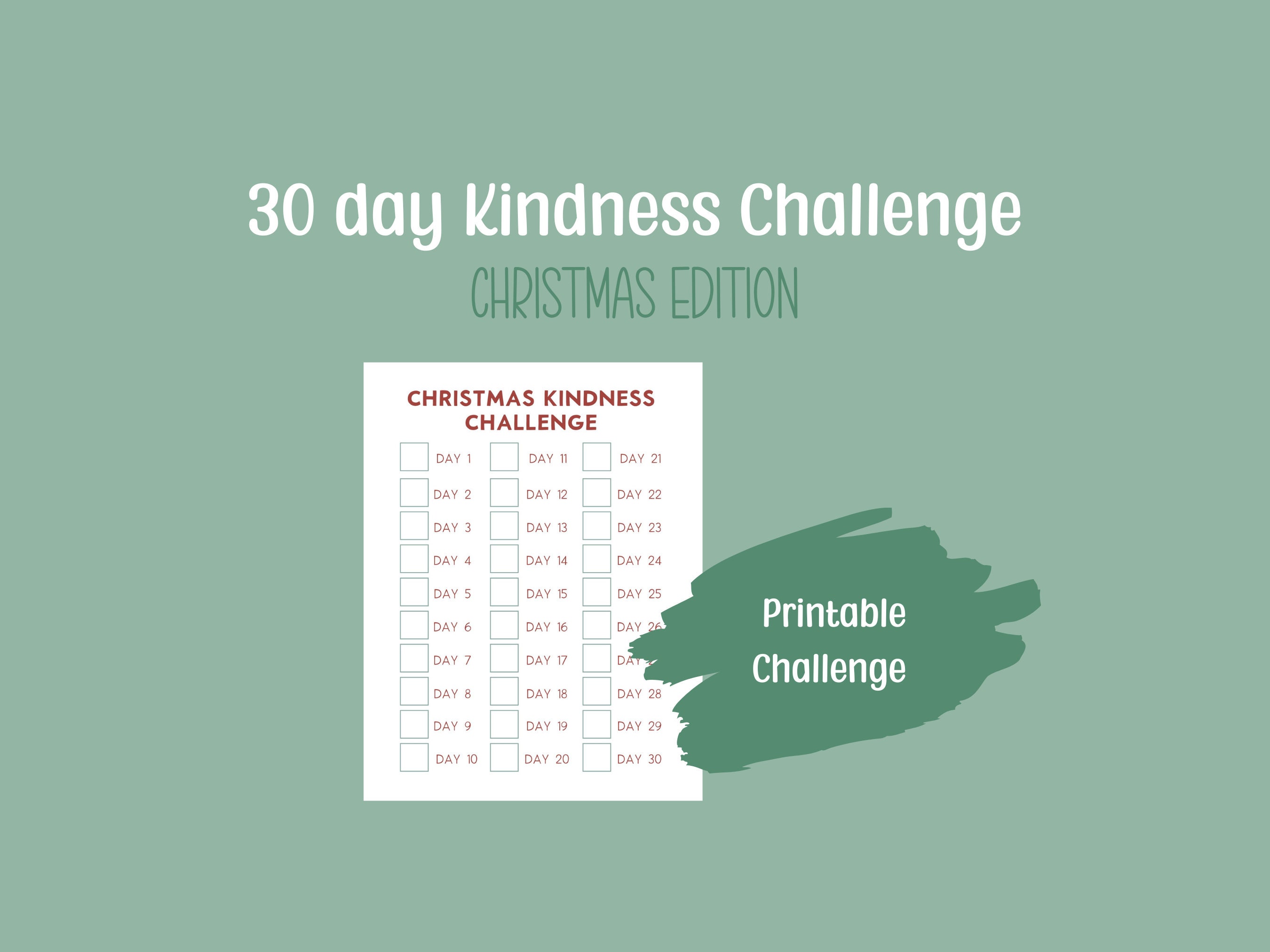 Christmas Kindness Challenge Printable Random Acts of Kindness Cards ...