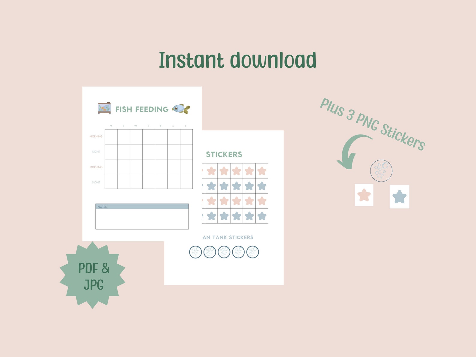 Printable Fish Chart | Fish Feeding Log for Kids | Sticker Chart | Pet ...