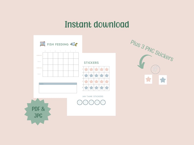 Printable Fish Chart | Fish Feeding Log for Kids | Sticker Chart | Pet ...